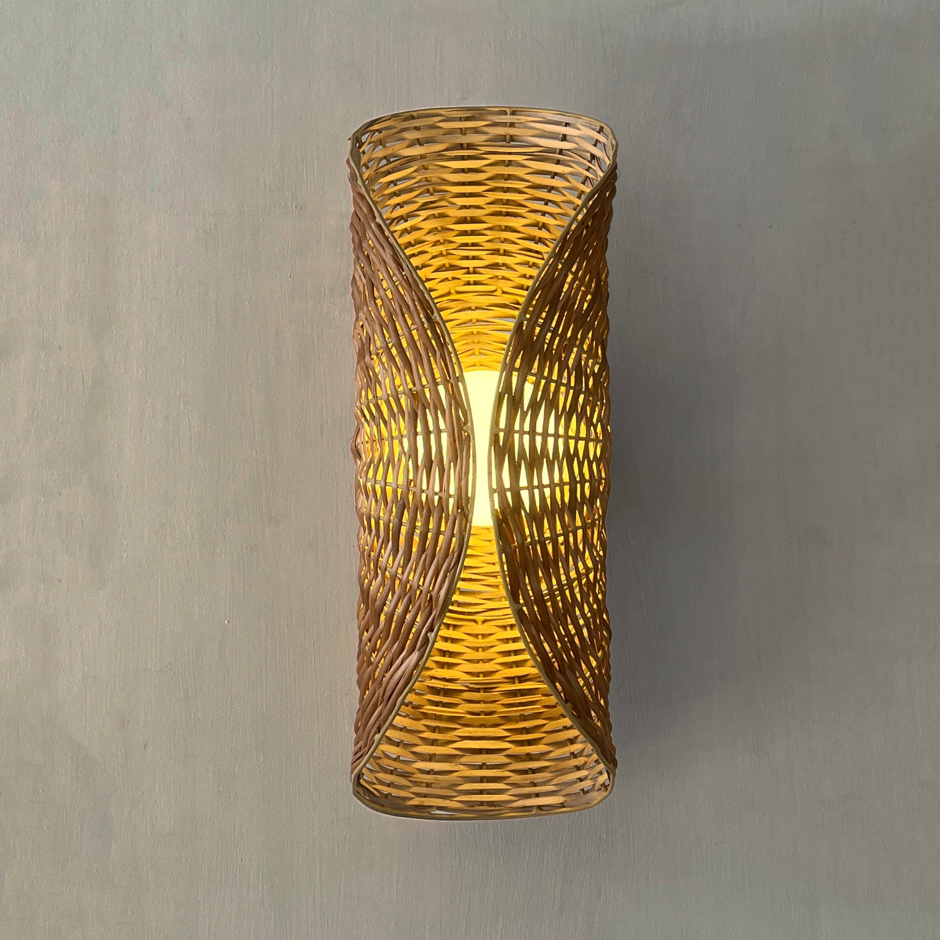 Ooas- Designer Bamboo Wall Lamp, Unique Willow Wicker Wall Light Sconce ...