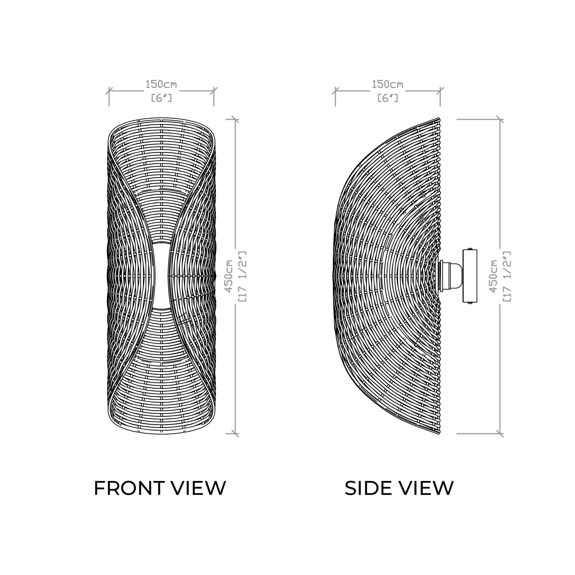 Ooas- Designer Bamboo Wall Lamp, Unique Willow Wicker Wall Light Sconce ...