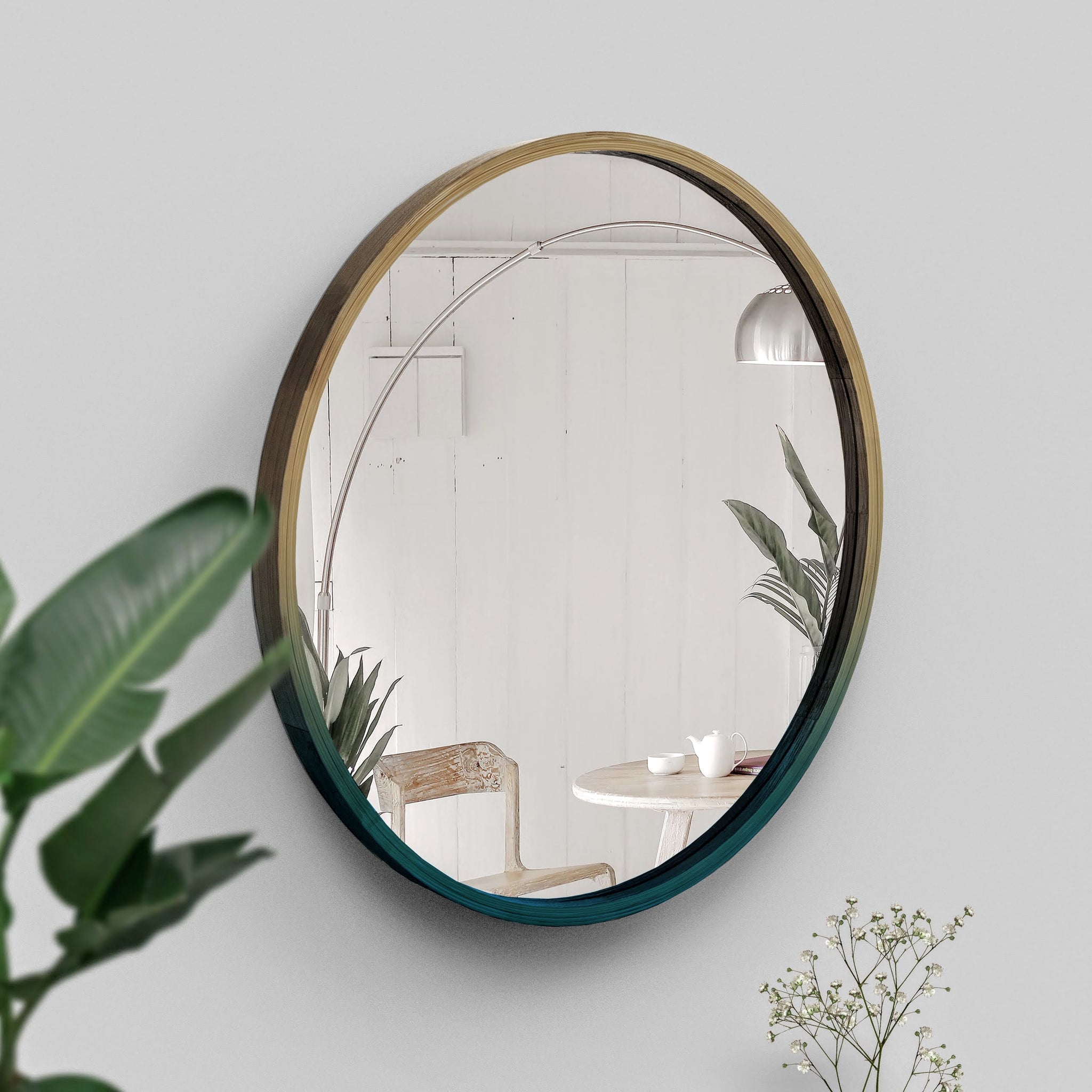 Mira Round Mirror: Hand-designed Bamboo Mirror